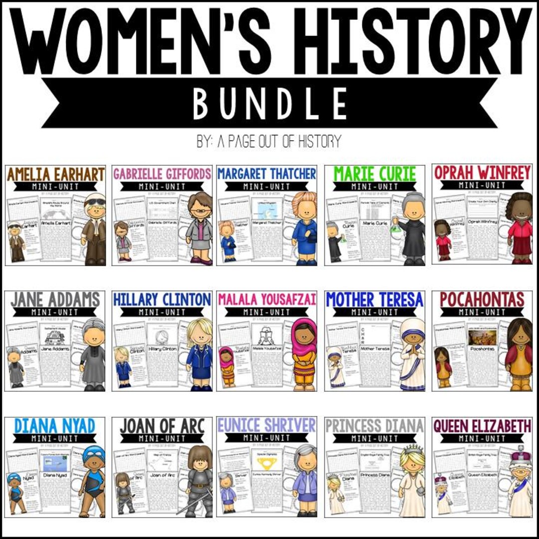 Women's History Biography Unit Pack Bundle, Womens History Reading ...