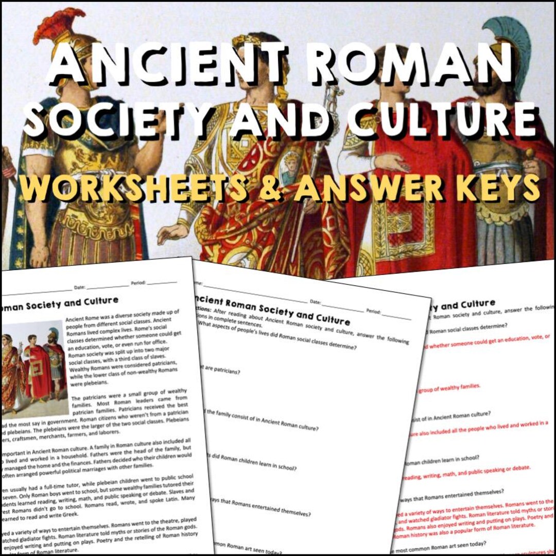 Ancient Roman Society and Culture Reading Worksheets and Answer Keys - Etsy