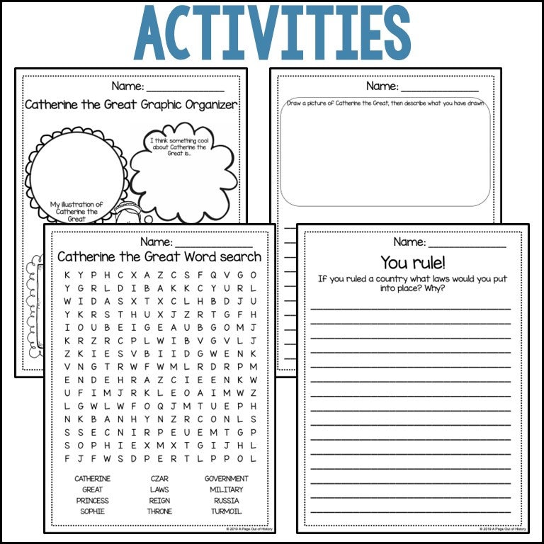 Catherine the Great Biography Unit Pack 3-5 Homeschool Social Studies ...