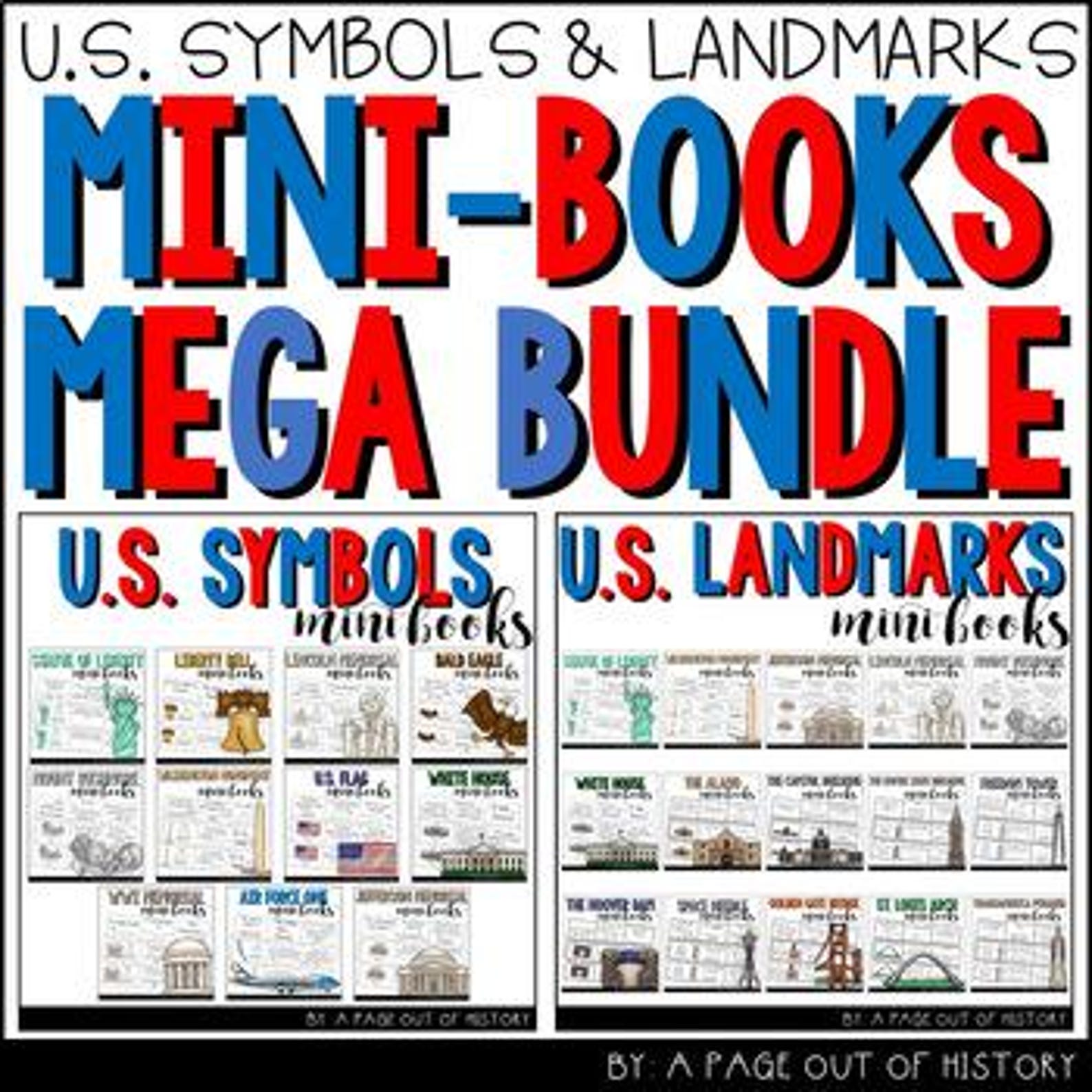 US Symbols and Landmarks Mini Books Mega Bundle, Homeschool Passages ...