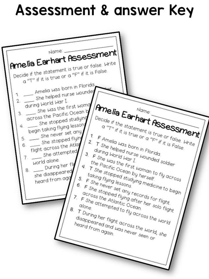 Amelia Earhart Reading Comprehension Worksheets, Famous Women in ...