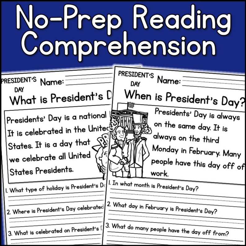 Presidents Day Holidays Reading Comprehension Passages | K-2 ...