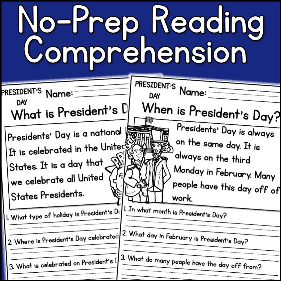 Presidents Day Holidays Reading Comprehension Passages | K-2 ...