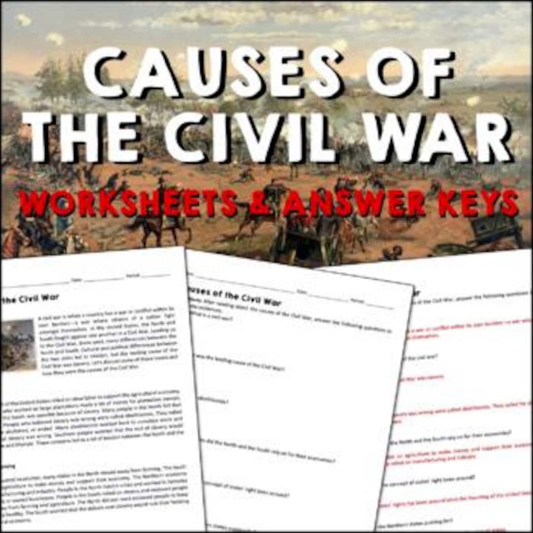 Causes of the Civil War Reading Comprehension | Civil War Worksheet ...