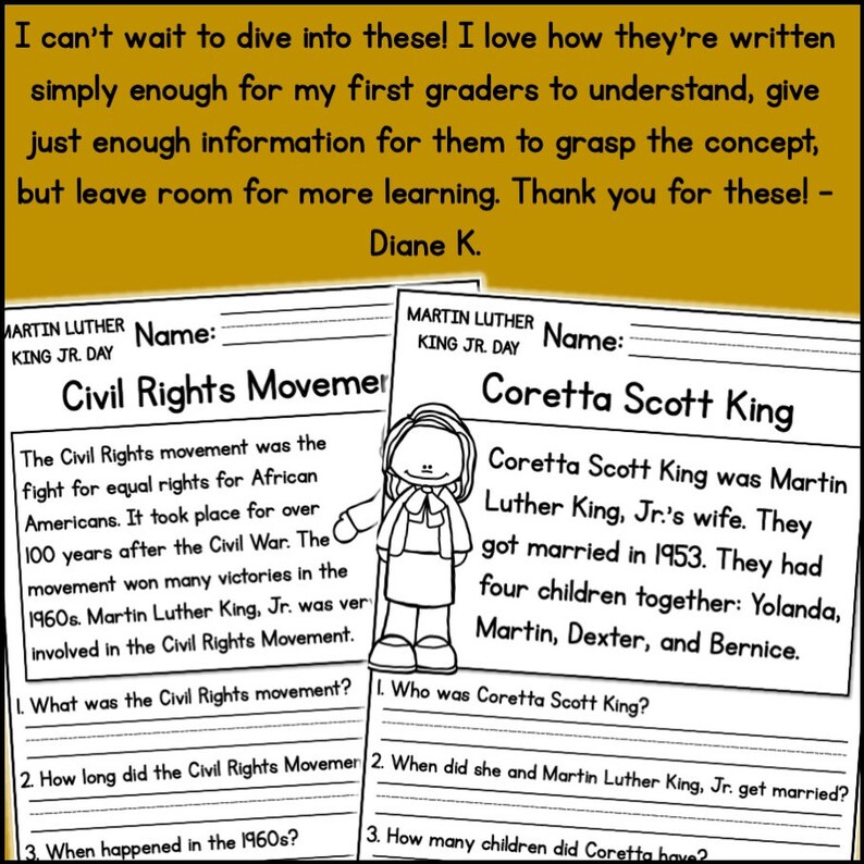 Días festivos de Martin Luther King Jr. Pasajes de comprensión de ...