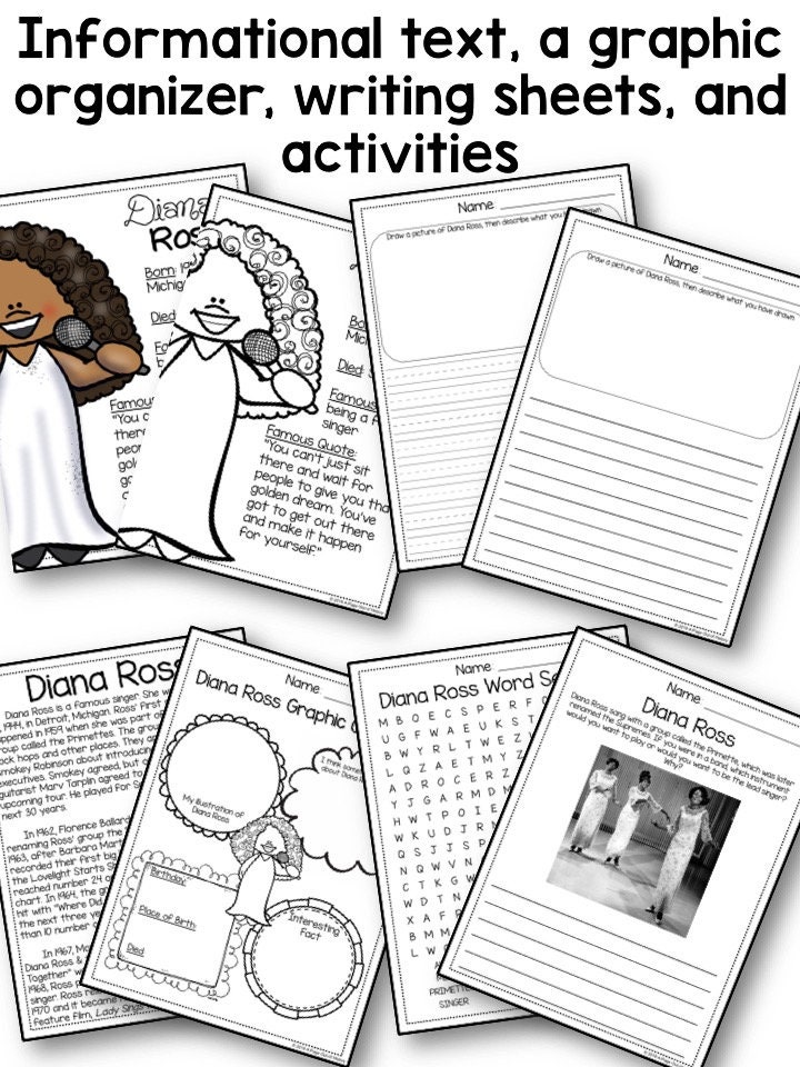 Biography Activities for Kids | Diana Ross Reading Comprehension ...