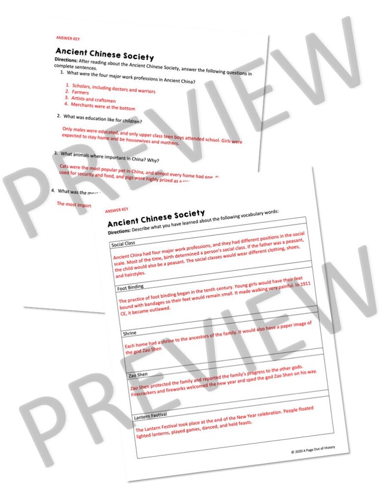 Ancient Chinese Society Reading Passages Worksheet, Sentence Reading ...