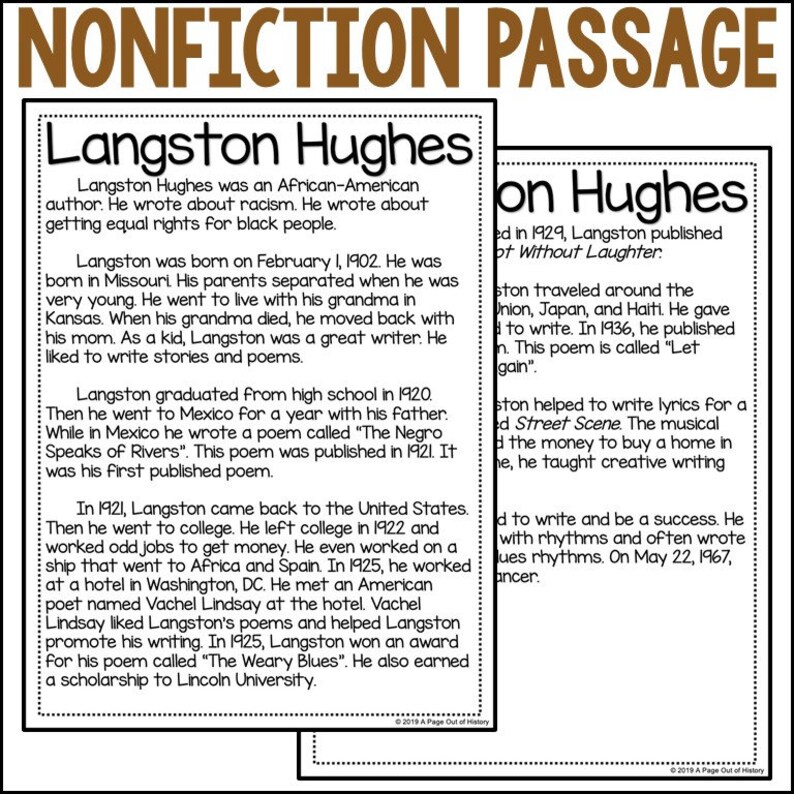 Langston Hughes Biography Unit Pack | 3-5 | Homeschool | Social Studies ...