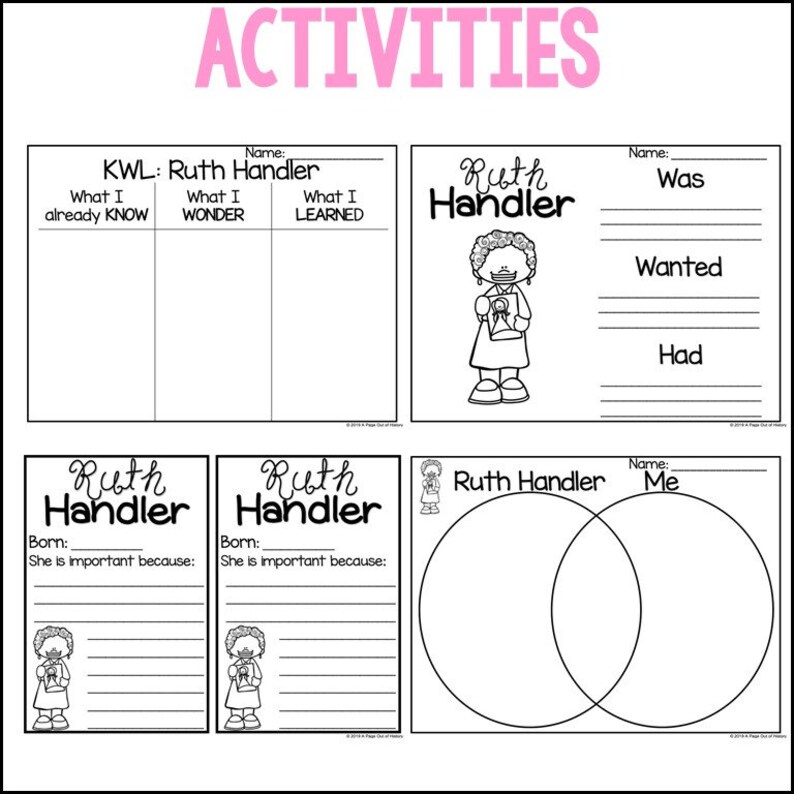 Ruth Handler Biography Unit Pack | 3-5 | Homeschool | Social Studies ...