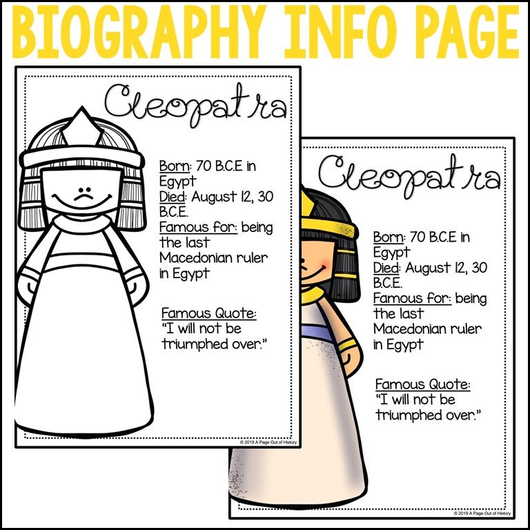 Cleopatra Biography Unit Pack | 3-5 | Homeschool | Social Studies ...