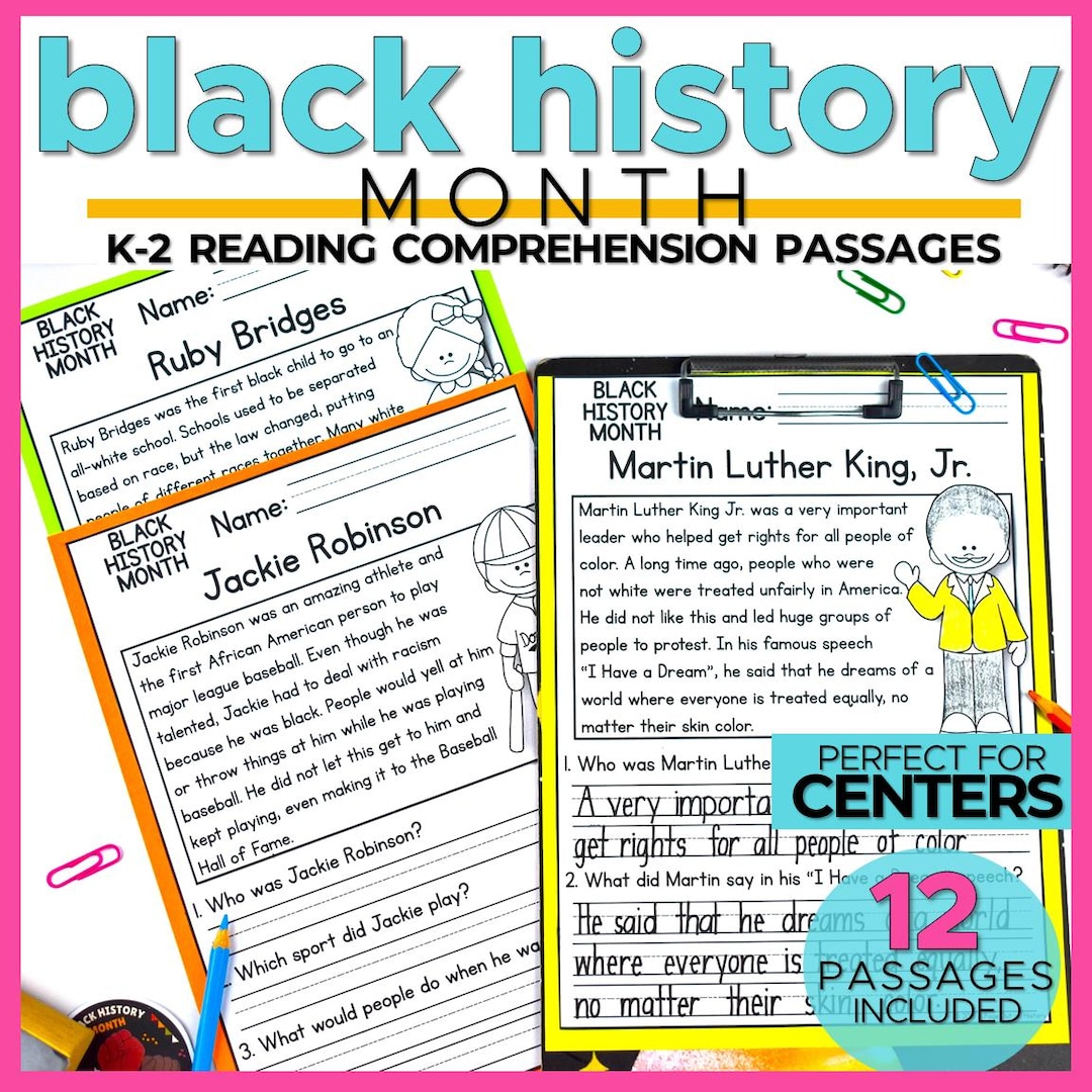 Black History Month Reading Comprehension Passages With Questions | 1st ...
