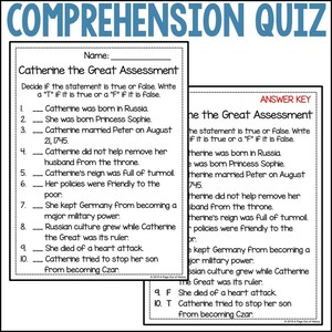 Upper Elementary Reading Activities | Catherine the Great Printable ...