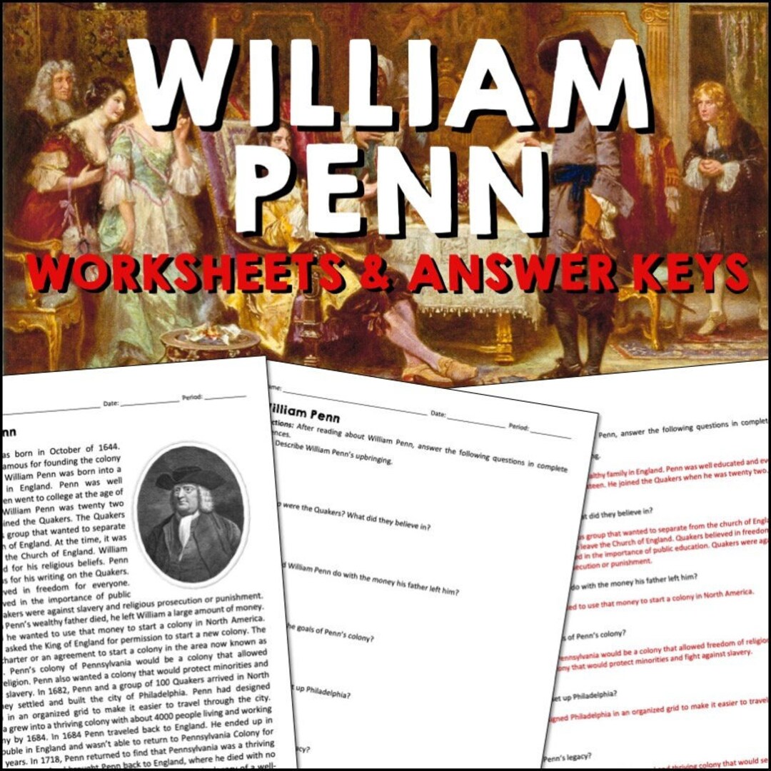 William Penn Reading Worksheets and Answer Keys | 6-12 | Homeschool ...