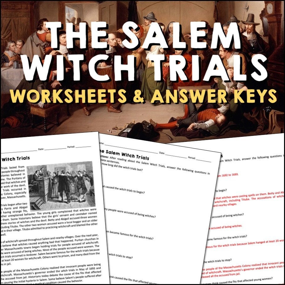 Salem Witch Trials Reading Worksheets and Answer Keys | 6-12 ...
