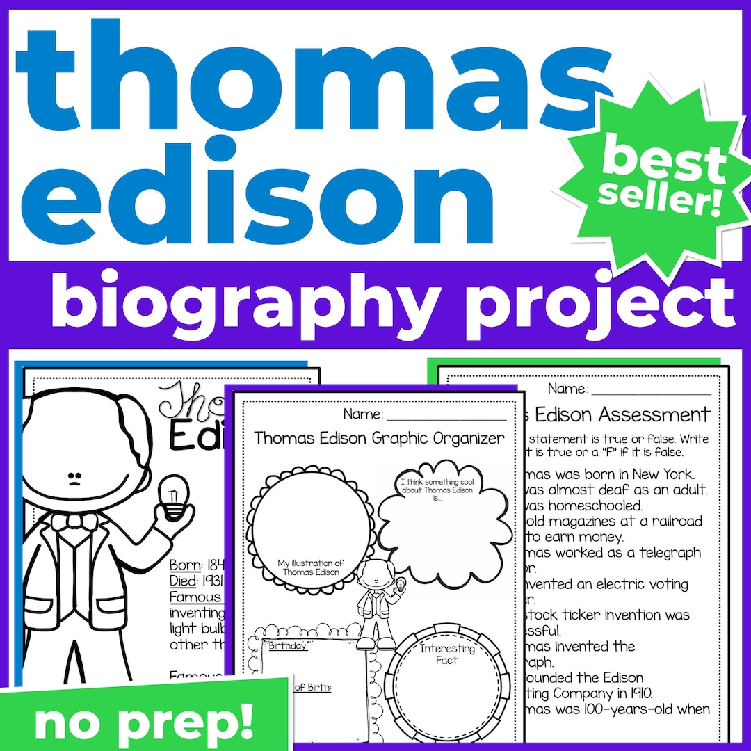 Thomas Edison Nonfiction Reading Passages | No Prep Printable Biography ...