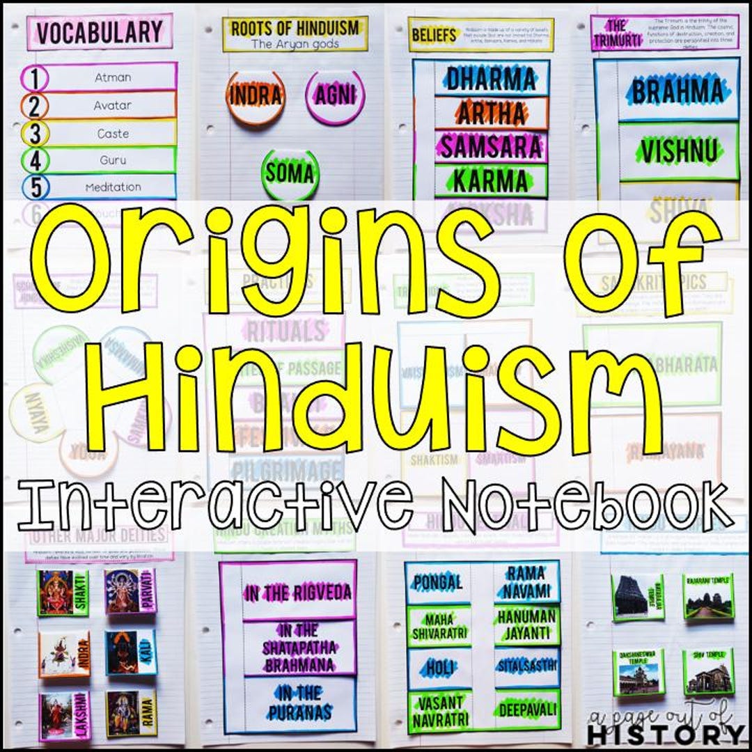 Origins of Hinduism Interactive Notebook Graphic Organizers World ...