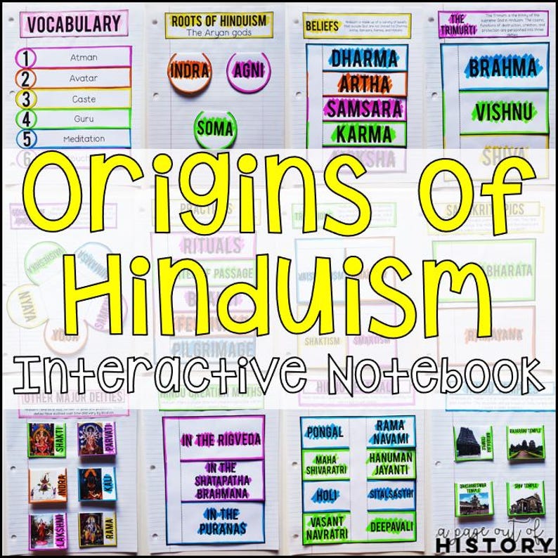 Origins of Hinduism Interactive Notebook Graphic Organizers World ...