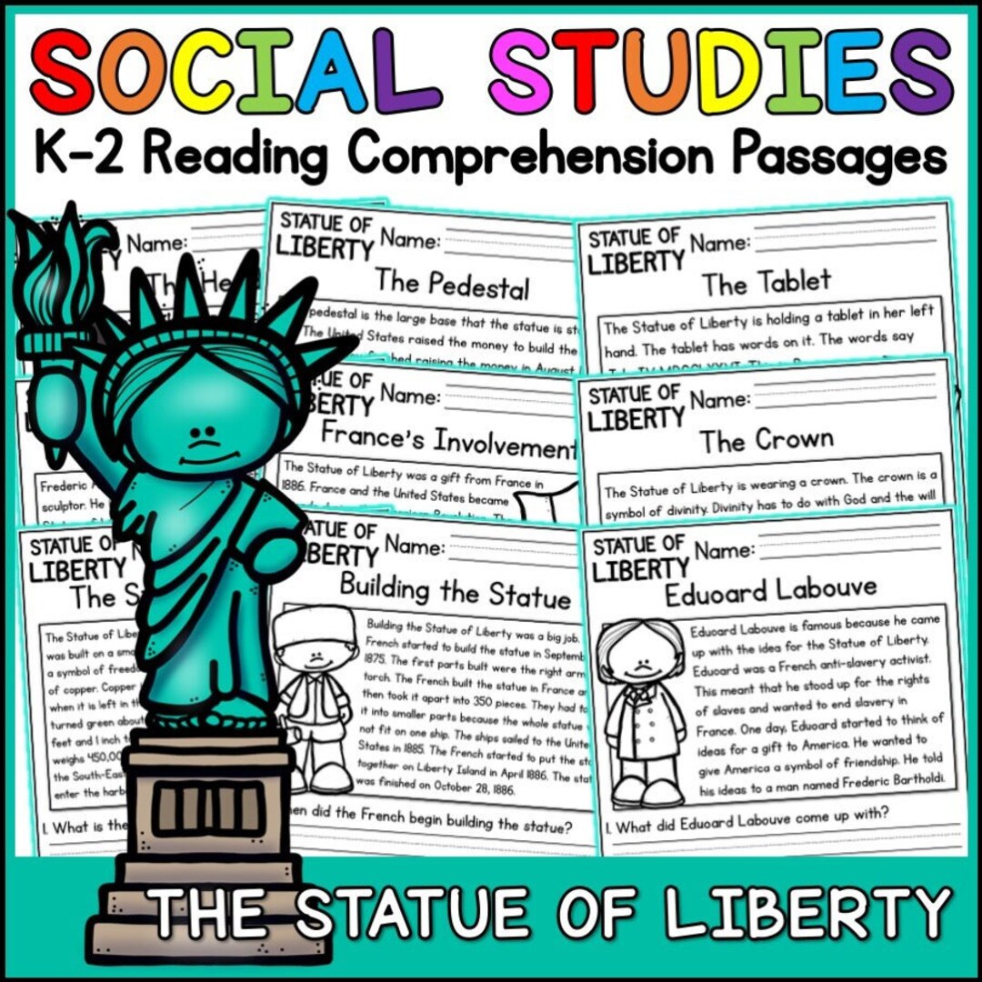 Statue of Liberty Reading Comprehension Passages K-2 Homeschool Social ...