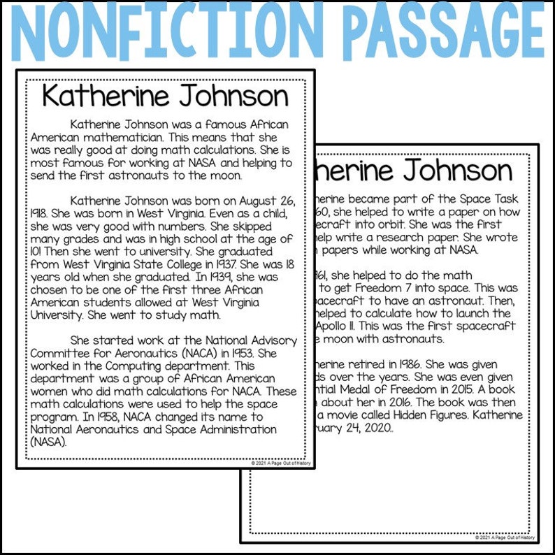 Katherine Johnson Biography Unit Pack | 3-5 | Homeschool | Social ...