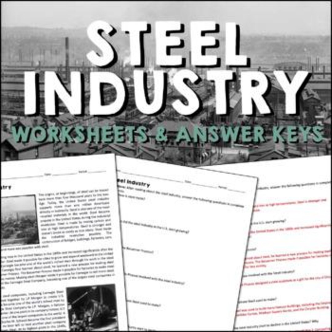 Steel Industry Gilded Age Reading Worksheet & Answer Keys, Preschool ...