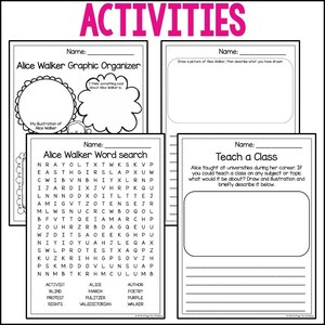 Alice Walker Biography Unit Pack | 3-5 | Homeschool | Social Studies ...