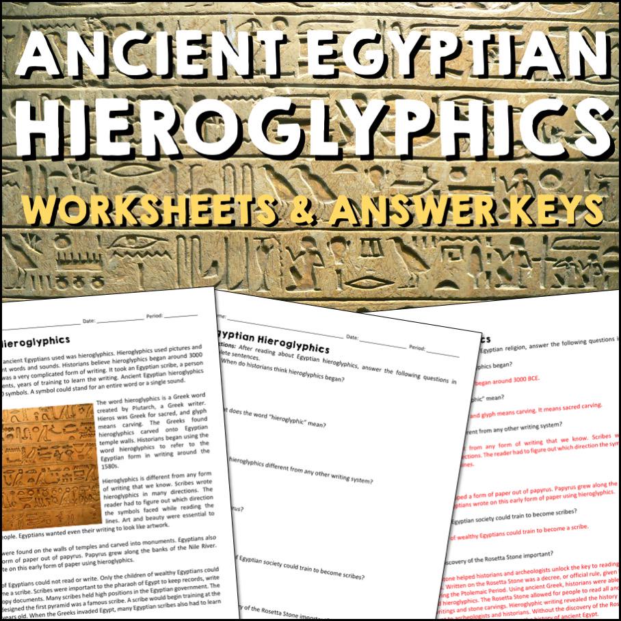 Ancient Egyptian Hieroglyphics Reading Worksheets and Answer Keys - Etsy