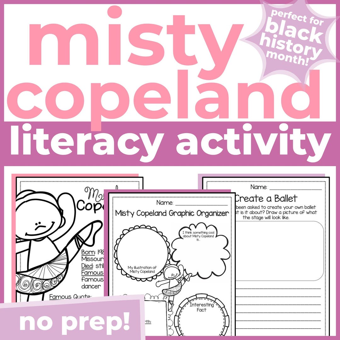 Biography of Misty Copeland | Printable Reading Writing Activities for ...