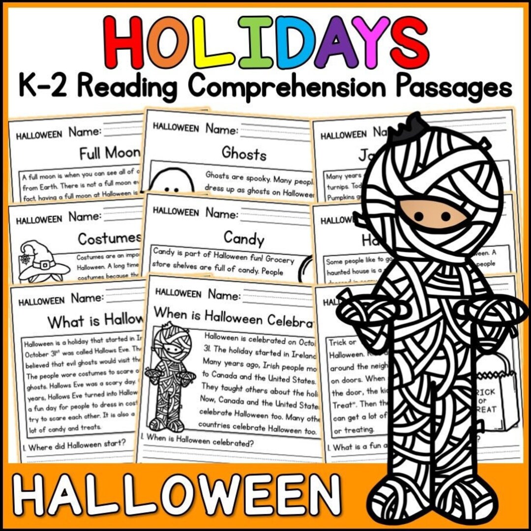 1st 2nd Grade Reading Comprehension | Halloween Passages & Questions ...