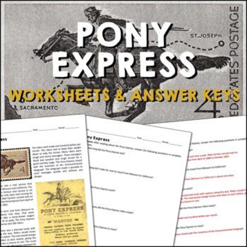 Pony Express Westward Expansion Reading Worksheets, Passages and ...