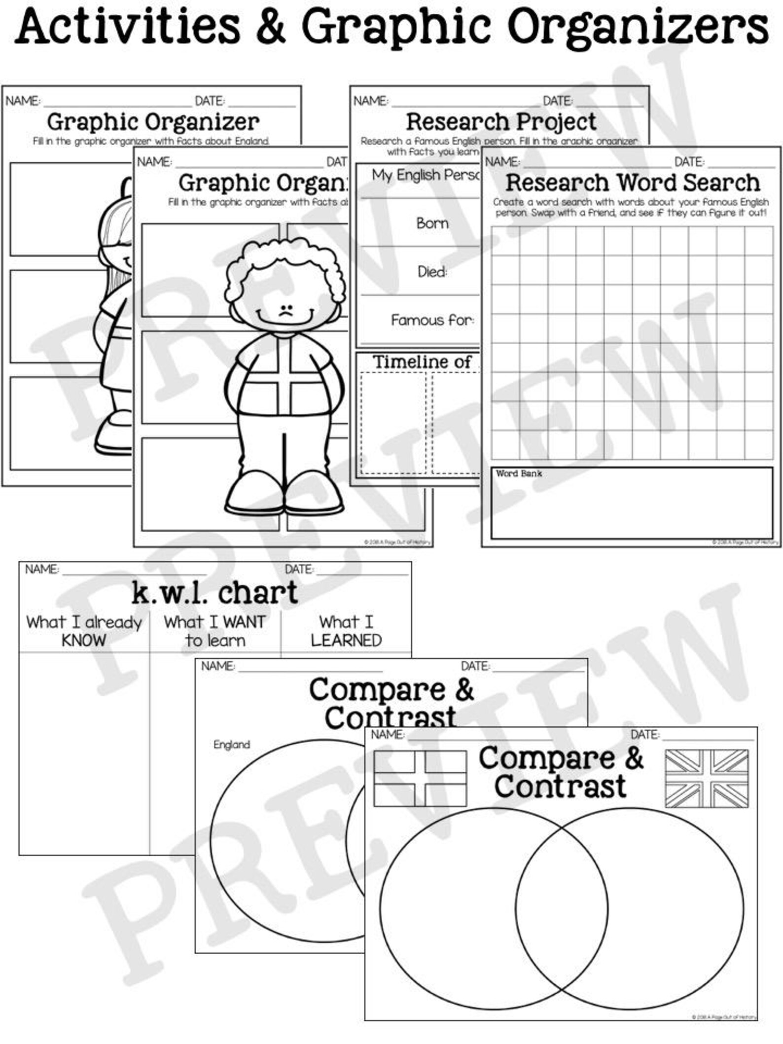England Country Social Studies Complete Unit, World Geography Passages ...