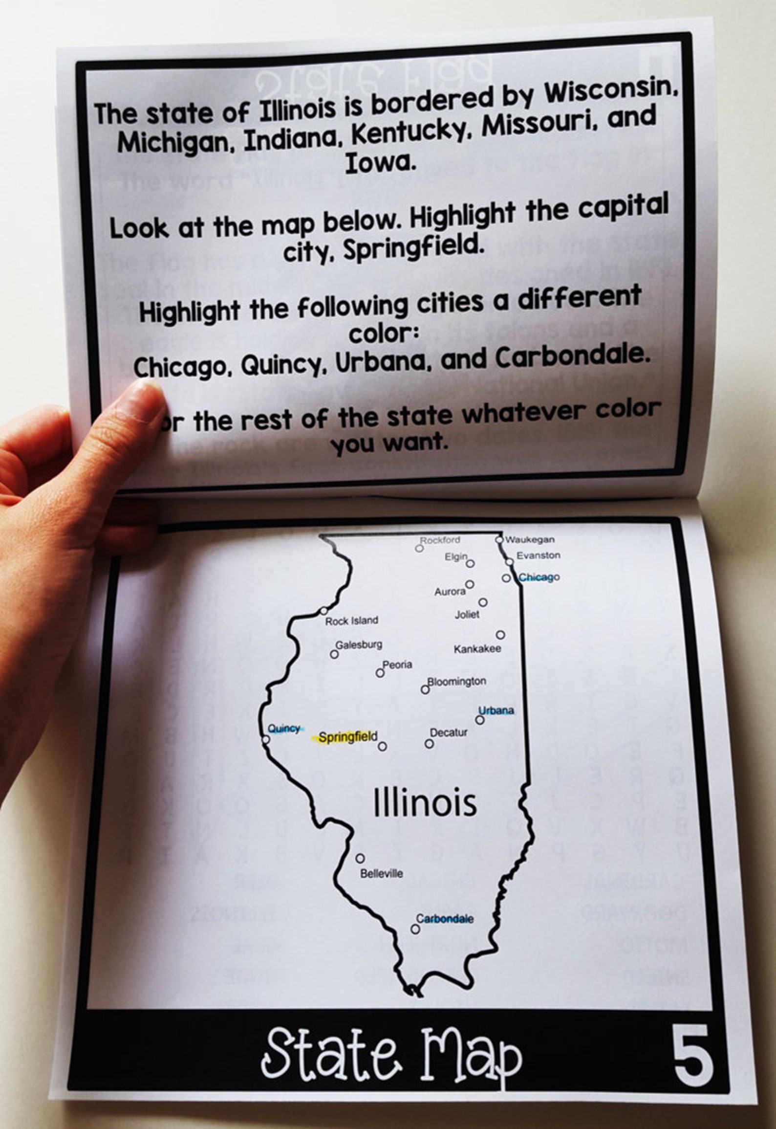 Illinois State Flip Book | 3-5 | Homeschool | Social Studies Printable ...