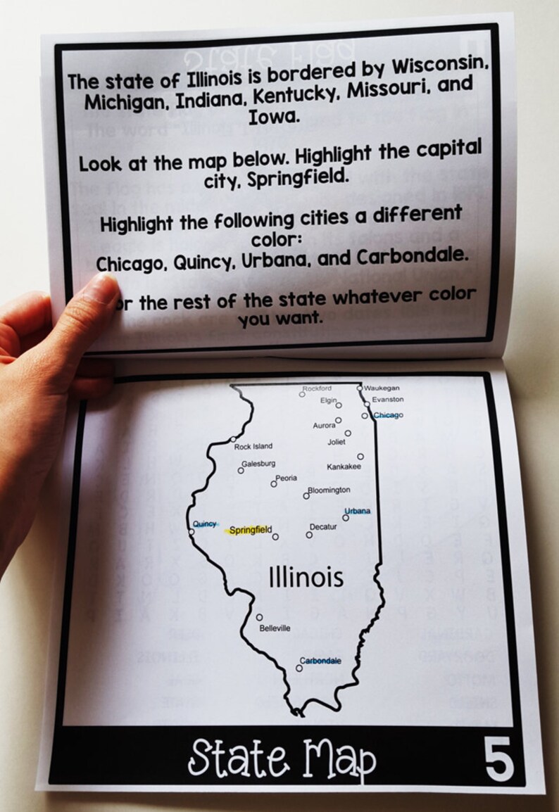 Illinois State Flip Book | 3-5 | Homeschool | Social Studies Printable ...