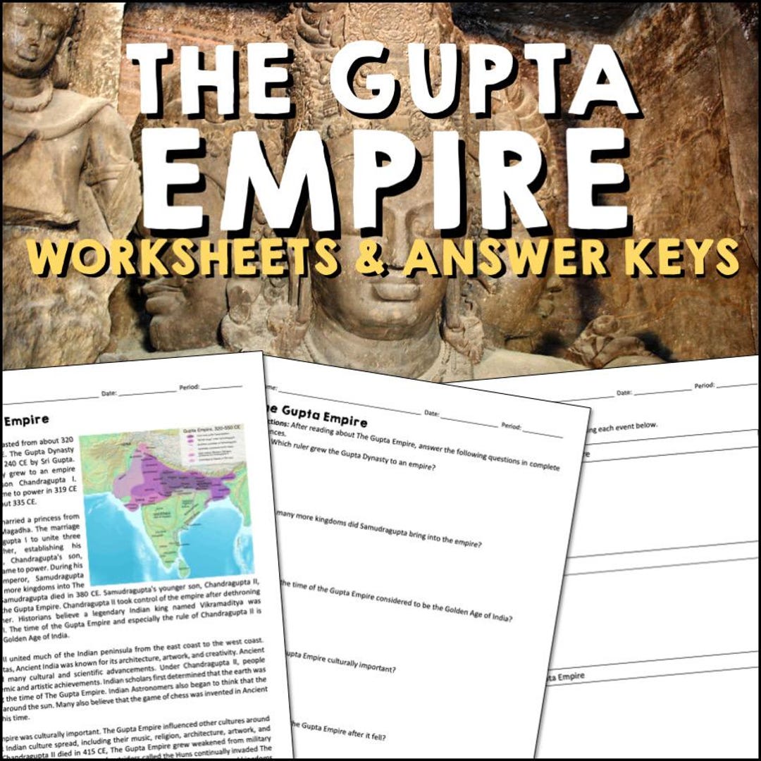 Gupta Empire Reading Comprehension Worksheet, Ancient India History ...
