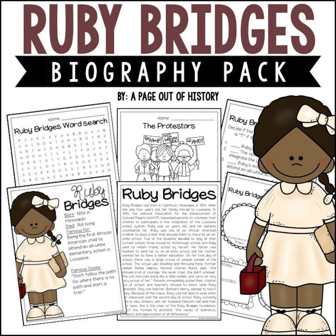 Ruby Bridges Biography Unit Pack | 3-5 | Homeschool | Social Studies ...