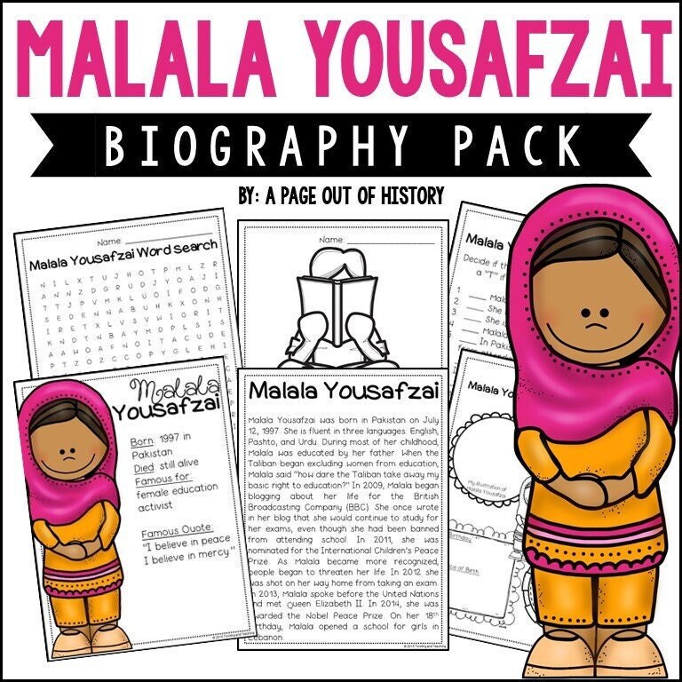 Malala Yousafzai Biography Unit Pack 3-5 Homeschool - Etsy