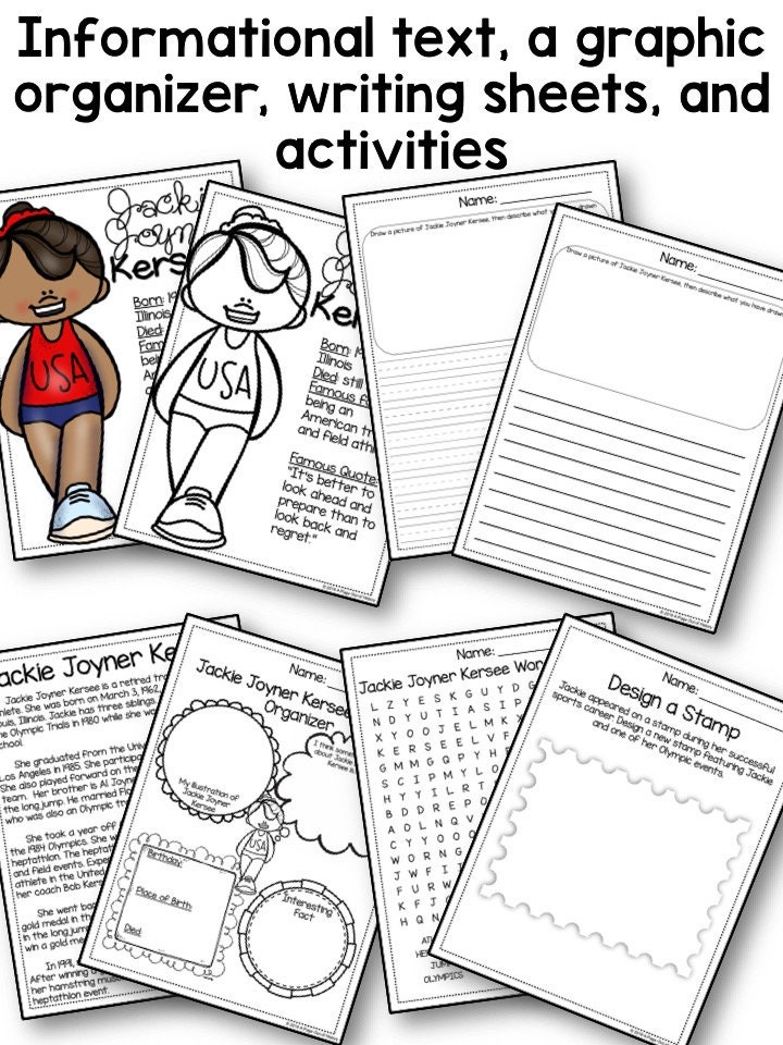 Jackie Joyner Kersee Biography Unit Pack 3-5 Homeschool Social Studies ...