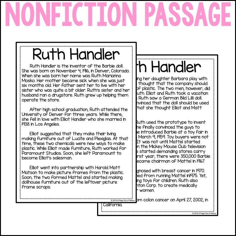 Ruth Handler Biography Unit Pack | 3-5 | Homeschool | Social Studies ...