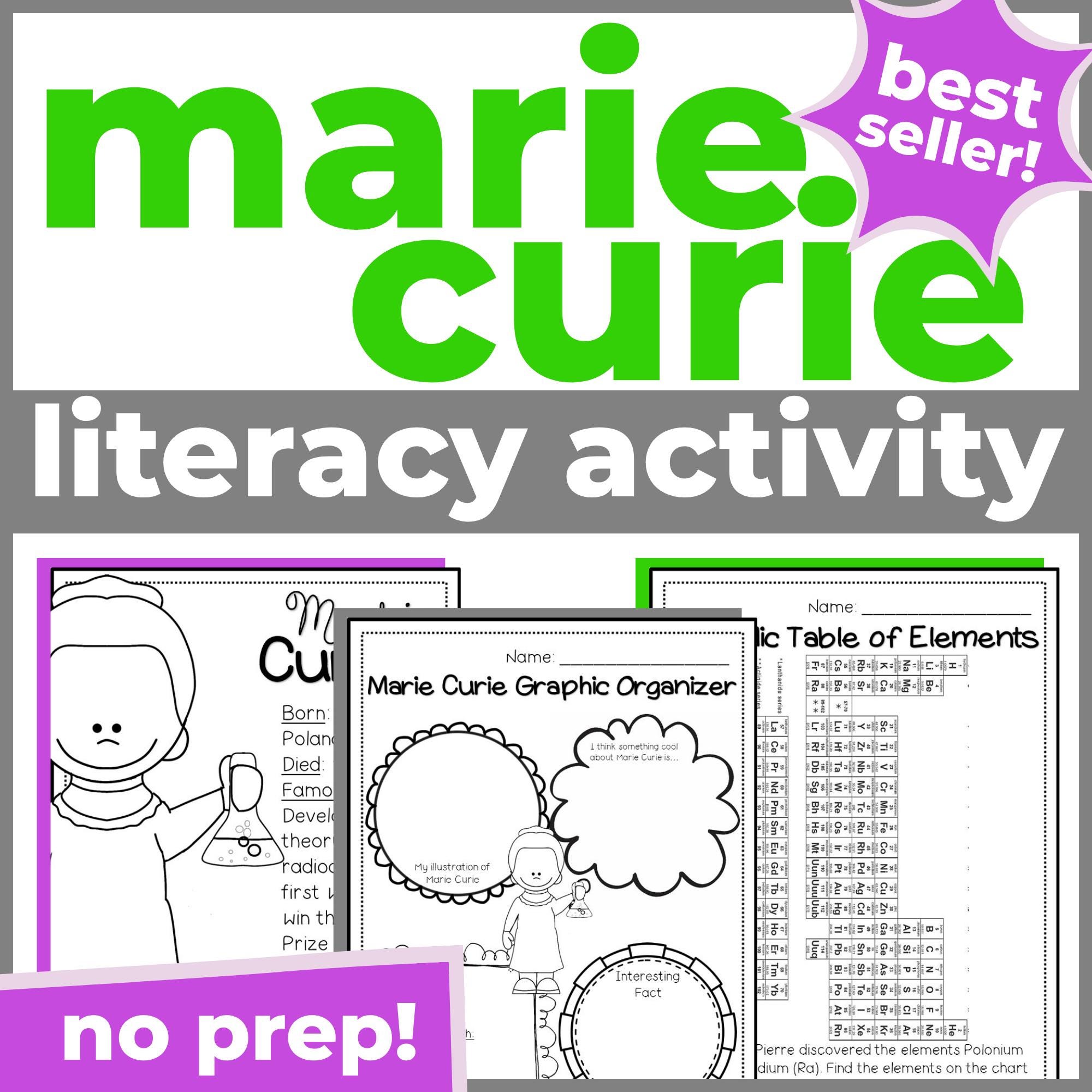 Marie Curie Reading Comprehension Worksheets, Women's History Month ...
