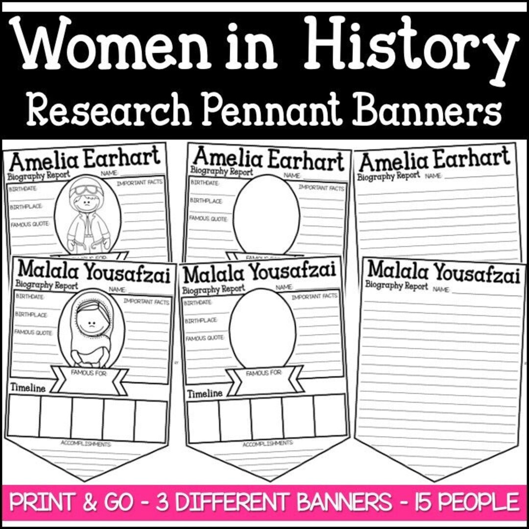 Women in History Research Pennant Banner Project | 3-5 | Homeschool ...