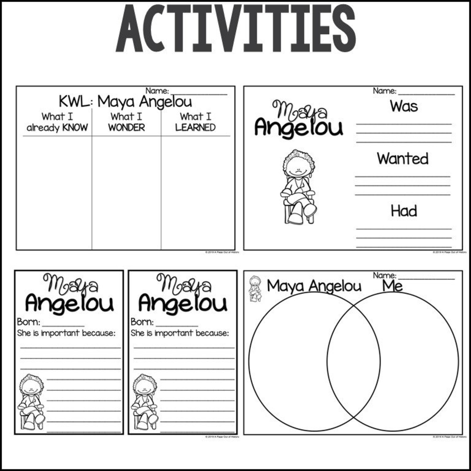 Maya Angelou Biography Unit Pack | 3-5 | Homeschool | Social Studies ...