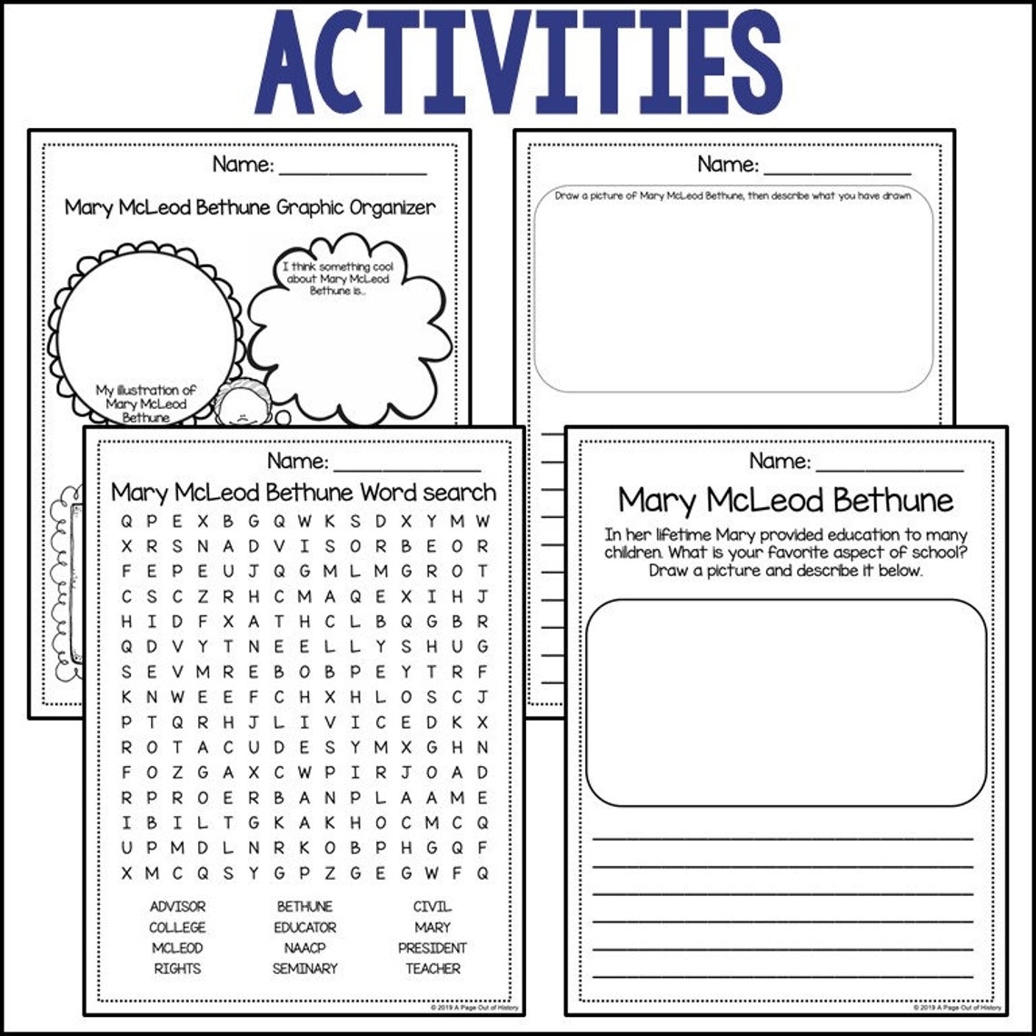 Mary Mcleod Bethune Biography Unit Pack | 3-5 | Homeschool | Social ...