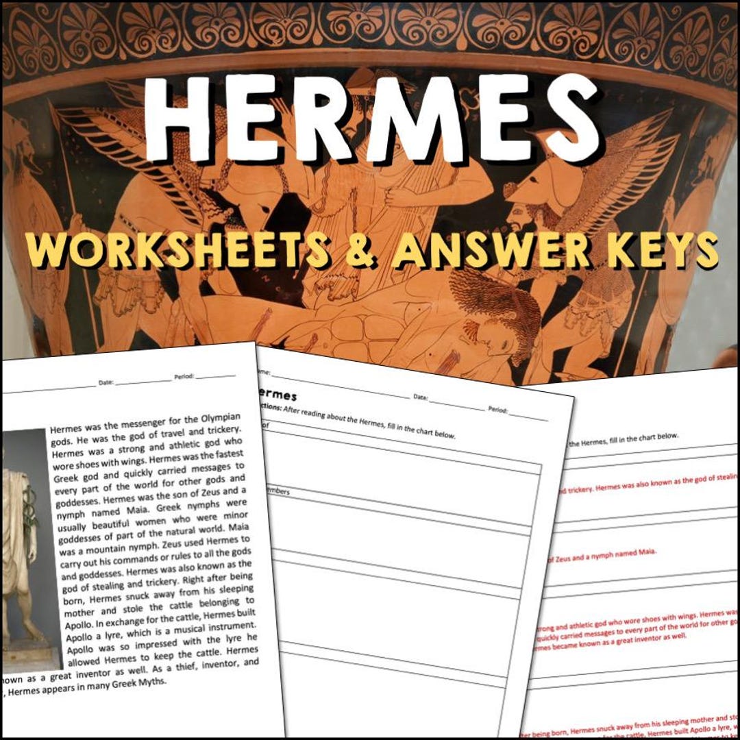 Hermes Greek Mythology Reading Worksheets and Answer Keys - Etsy