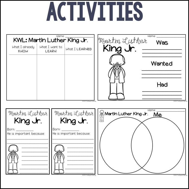 Hojas De Trabajo Sobre Martin Luther King Jr. Para Estudiantes De Primaria
