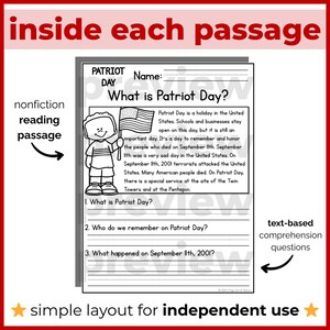 1st 2nd Grade Reading Comprehension | September 11th (9/11) Patriot Day ...