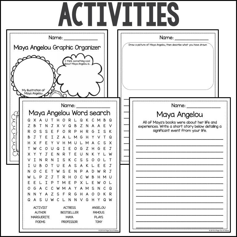 Maya Angelou Biography Pack, Reading Comprehension Passages, Homeschool ...