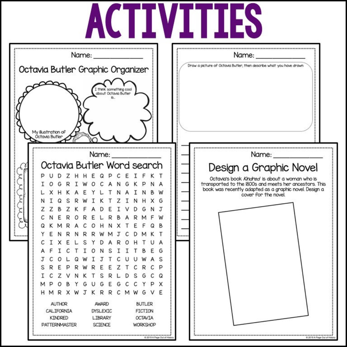 Biography Unit | Octavia Butler Reading No Prep Comprehension, Writing ...
