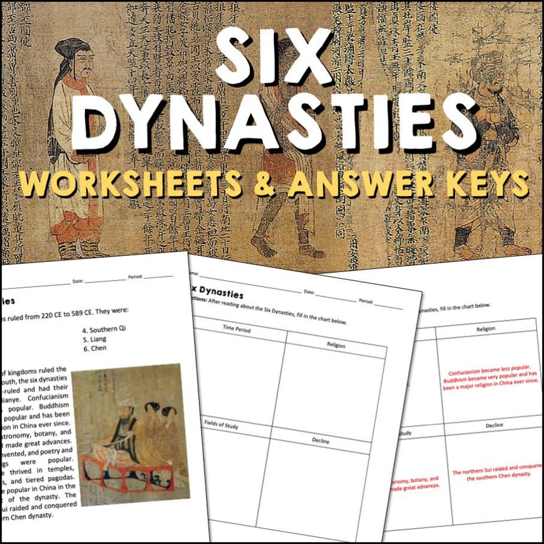 Six Dynasties Ancient China Reading Worksheets and Answer Keys - Etsy