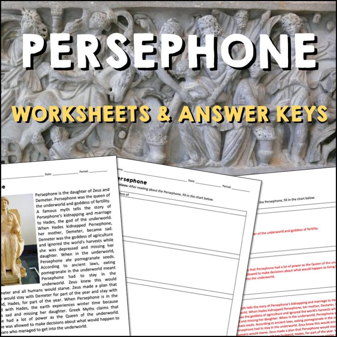 Persephone Greek Mythology Reading Worksheets and Answer Keys - Etsy