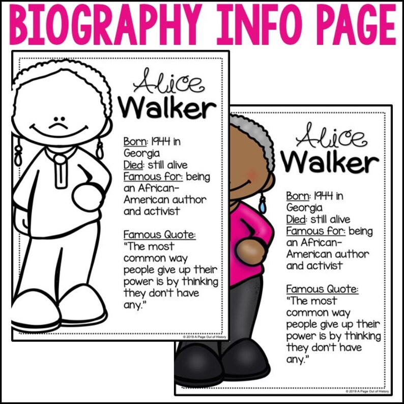 Alice Walker Biography Unit Pack | 3-5 | Homeschool | Social Studies ...