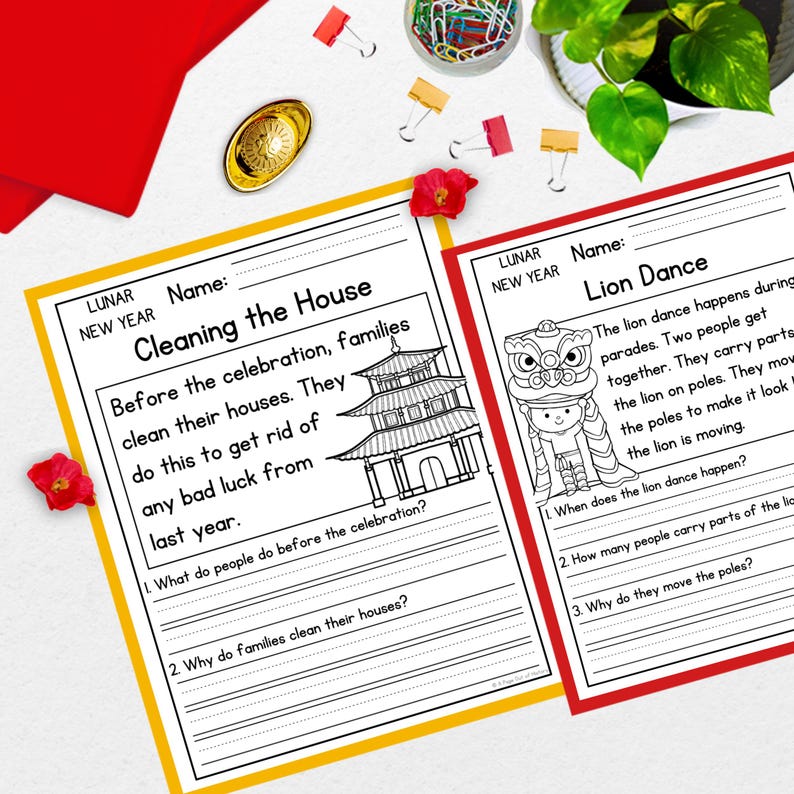 Lunar New Year Reading Comprehension Passages, Cultural Holidays ...